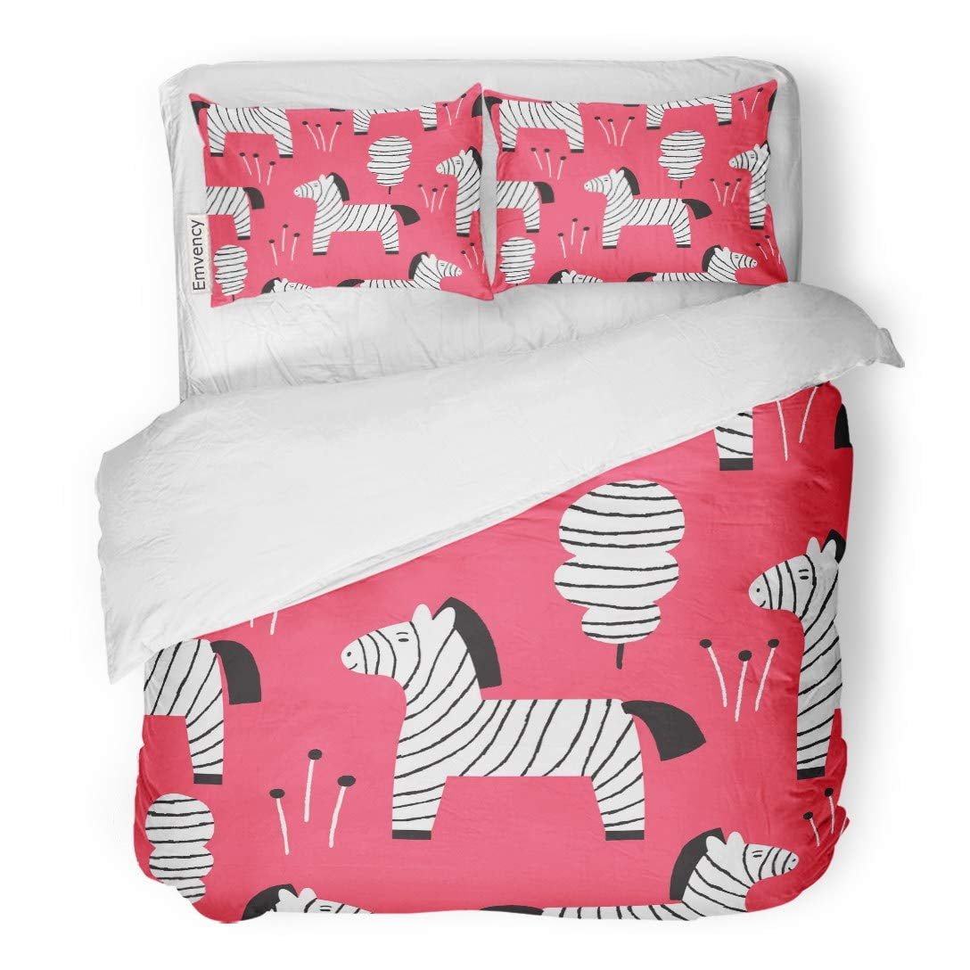 FMSHPON 3 Piece Bedding Set Cute Zebras Pattern Bright Childish Crest ...