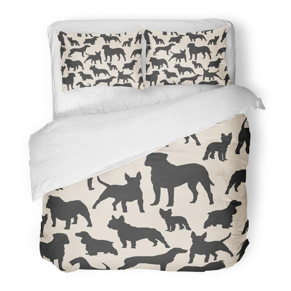 FMSHPON 3 Piece Bedding Set Dogs Silhouette Colorful Airedale French ...