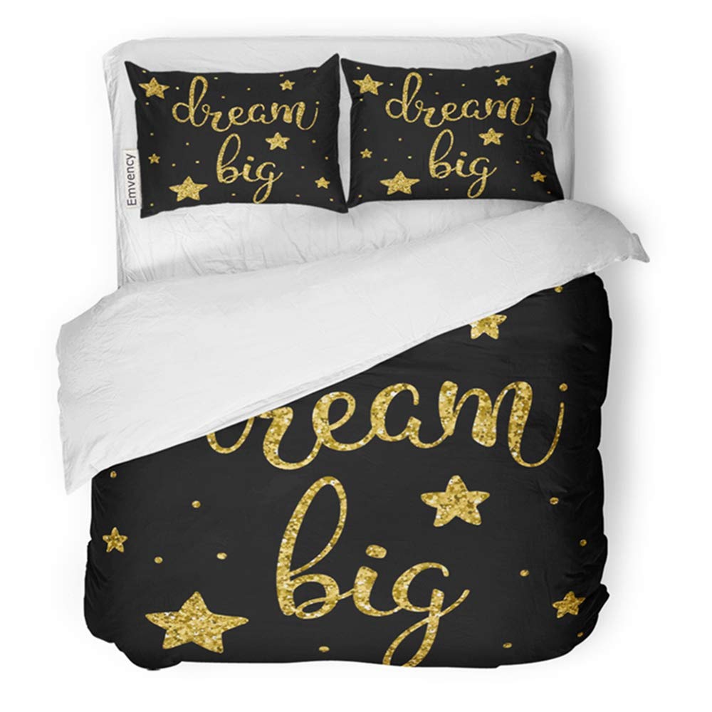FMSHPON 3 Piece Bedding Set Dream Big Letters and Stars Black Book ...