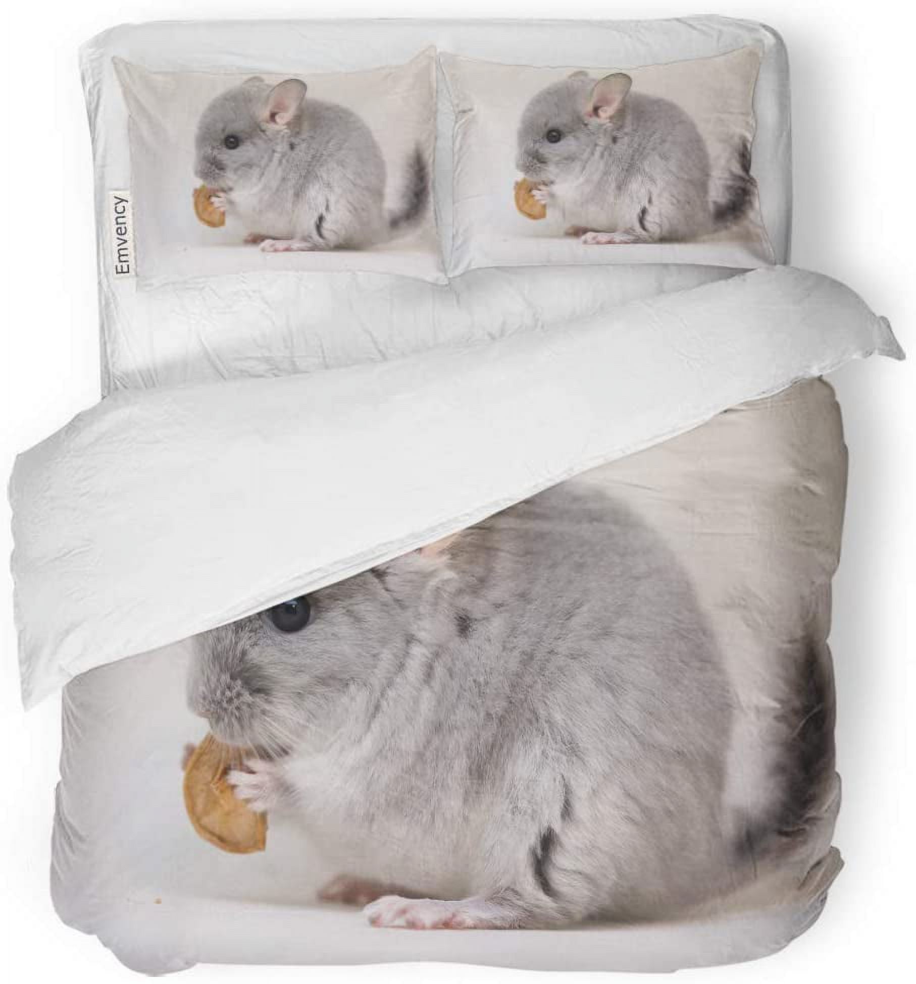 FMSHPON 3 Piece Bedding Set Gray Domestic Chinchilla Rat Cute Amusing ...