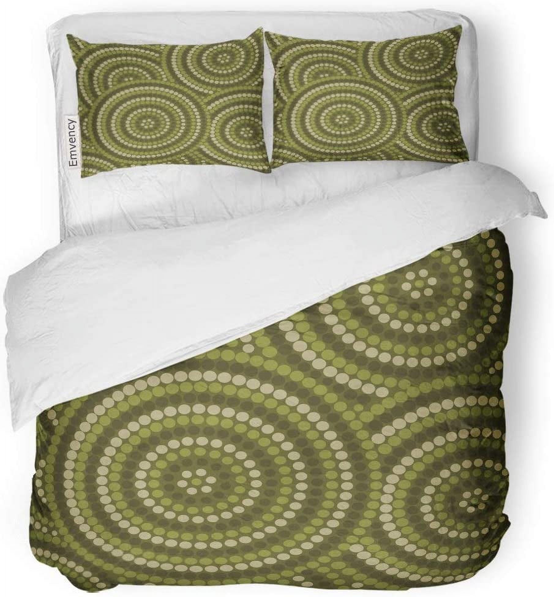FMSHPON 3 Piece Bedding Set Green Australian Abstract Aboriginal Dot ...