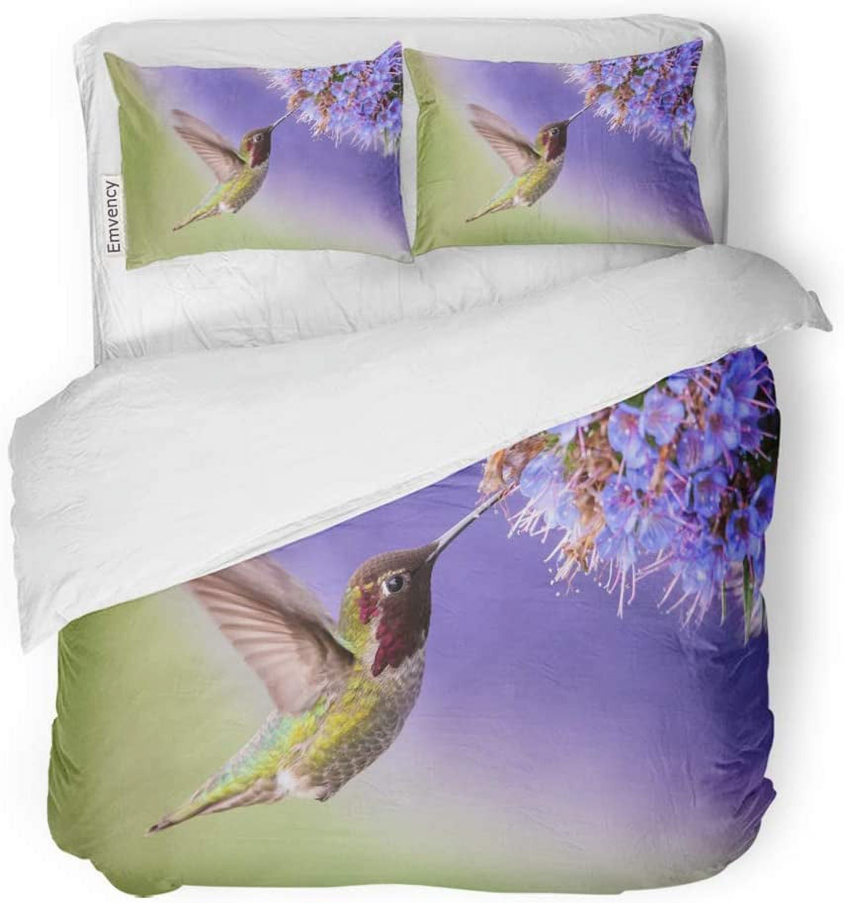 FMSHPON 3 Piece Bedding Set Green Bird Anna Hummingbird in Flight ...