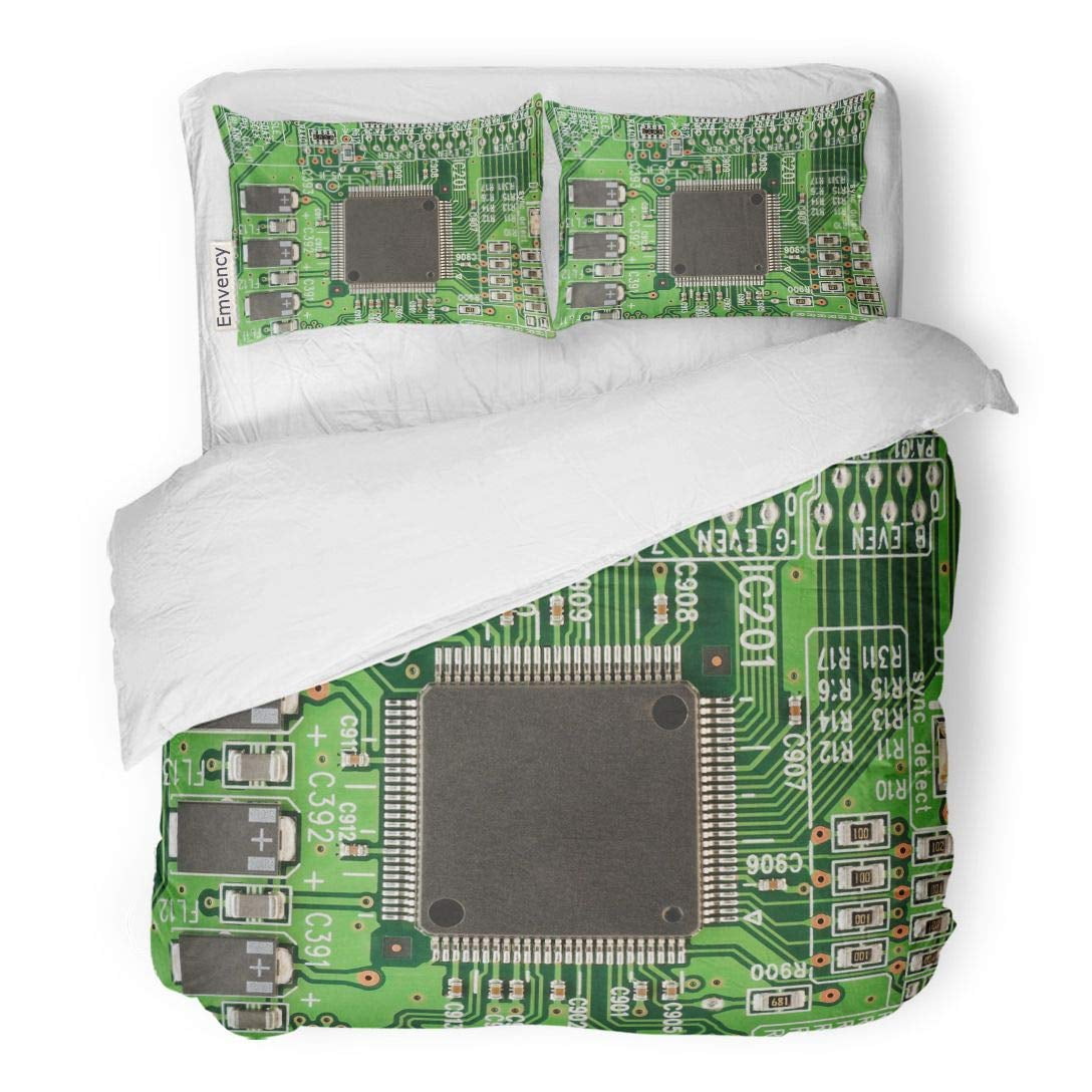 FMSHPON 3 Piece Bedding Set Green Computer The Modern Printed Circuit ...