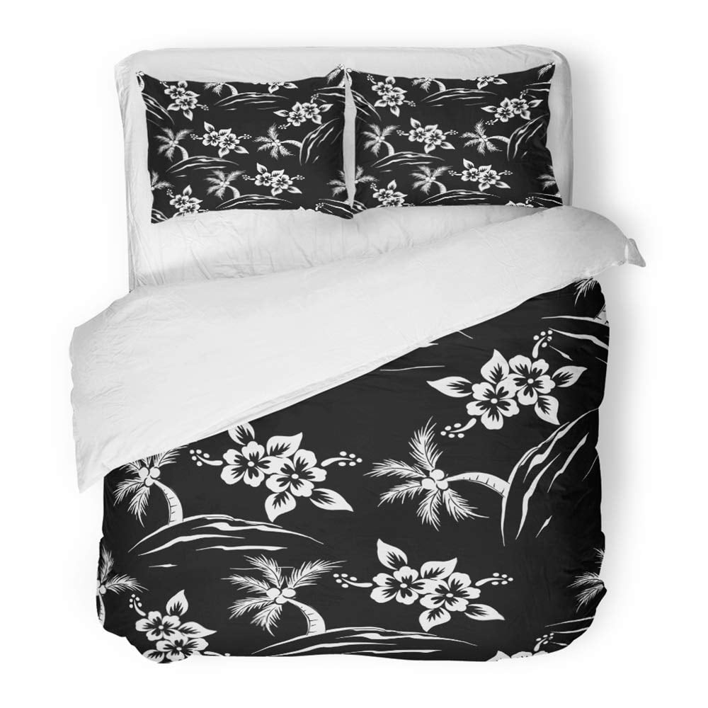 FMSHPON 3 Piece Bedding Set Hawaiian Palm Trees with Flowers Beautiful ...