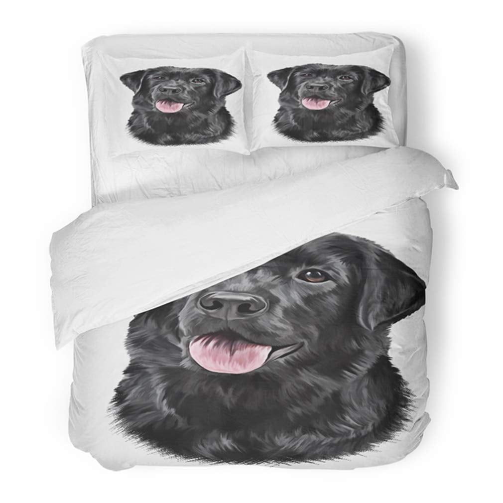 FMSHPON 3 Piece Bedding Set Lab Drawing Dog Breed Black Labrador ...