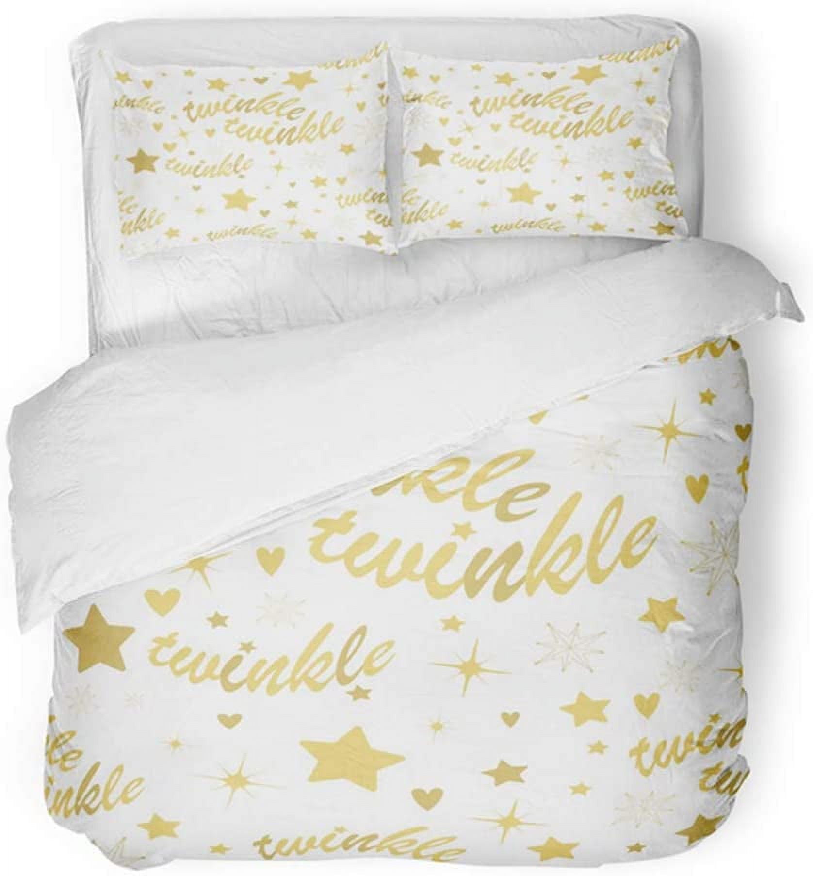 FMSHPON 3 Piece Bedding Set Little with Gold Stars and Twinkle ...