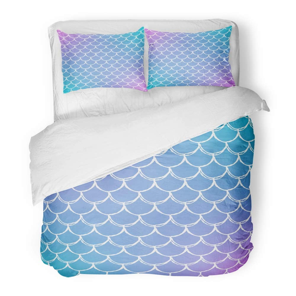 FMSHPON 3 Piece Bedding Set Mermaid Scale On Gradient with Bright Color ...
