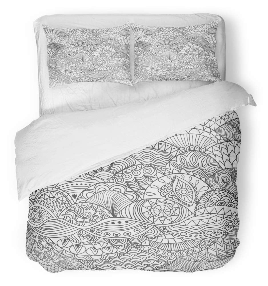 FMSHPON 3 Piece Bedding Set Pattern Abstract with Black and White Hand ...