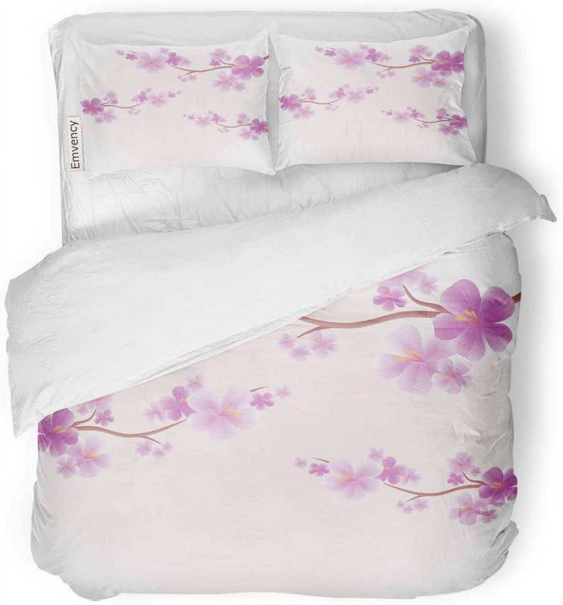 FMSHPON 3 Piece Bedding Set Peach Flowers Apple Tree Branches of Sakura ...