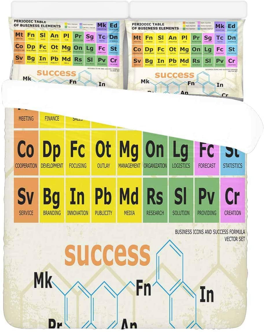 FMSHPON 3 Piece Bedding Set Periodic Table of Elements Orange Twin Size ...