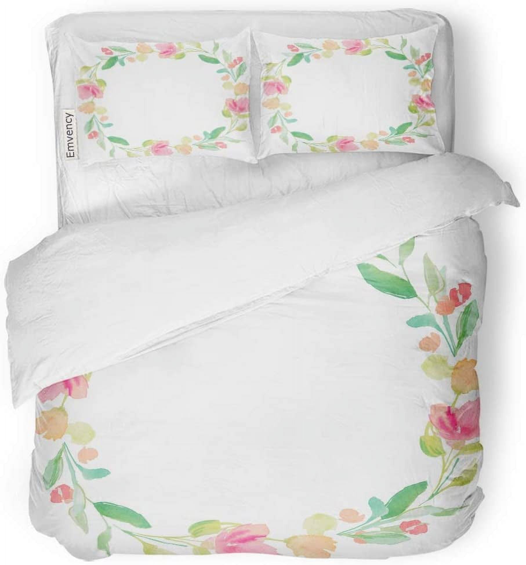 FMSHPON 3 Piece Bedding Set Pink Circle Cute Spring Watercolor Flower ...