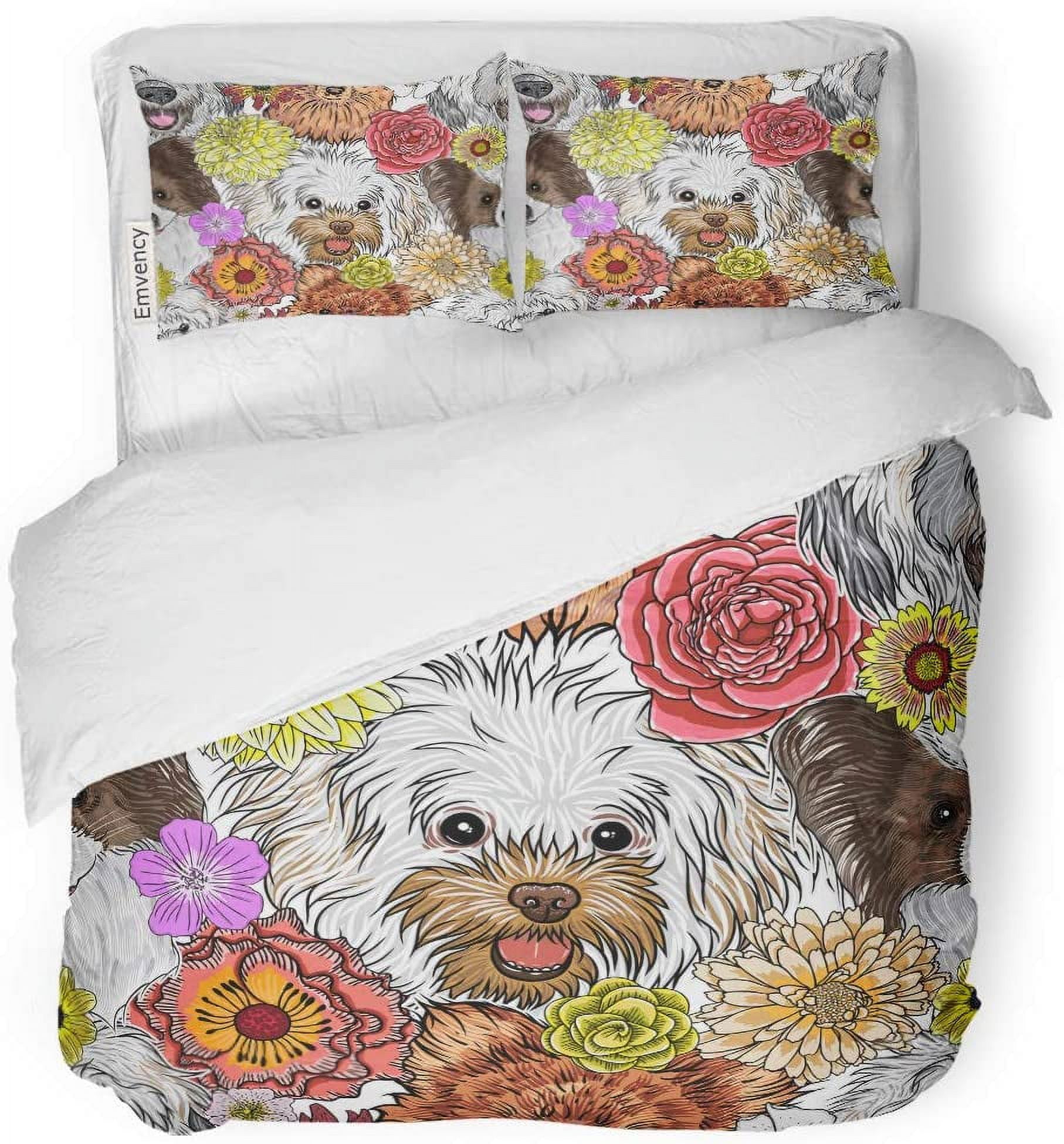 FMSHPON 3 Piece Bedding Set Purebred Cute Character Portrait Dogs Small ...