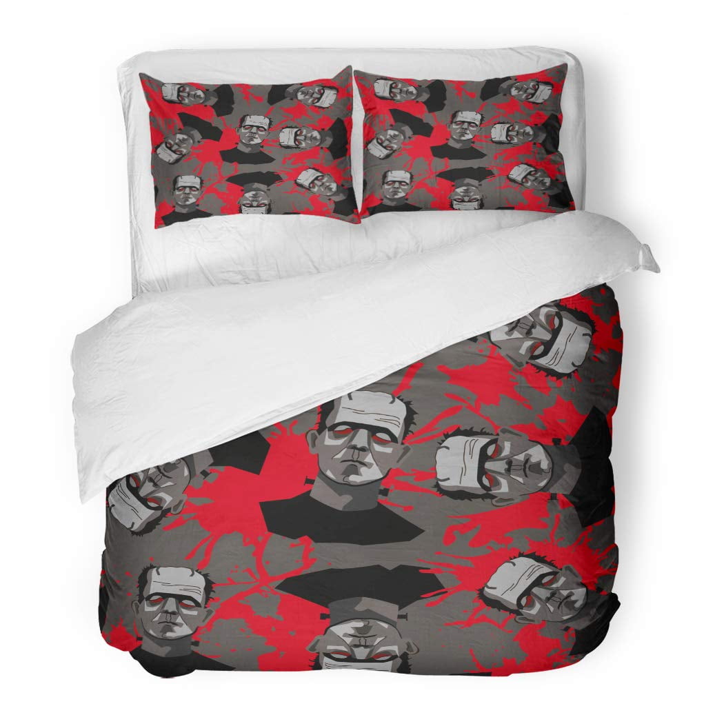 FMSHPON 3 Piece Bedding Set Red Afraid Horror Frankenstein and Splatter ...