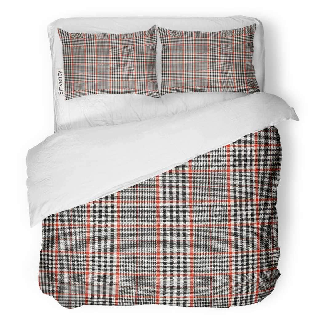 FMSHPON 3 Piece Bedding Set Red Mens Retro Glen Plaid Wear Pattern Suit ...