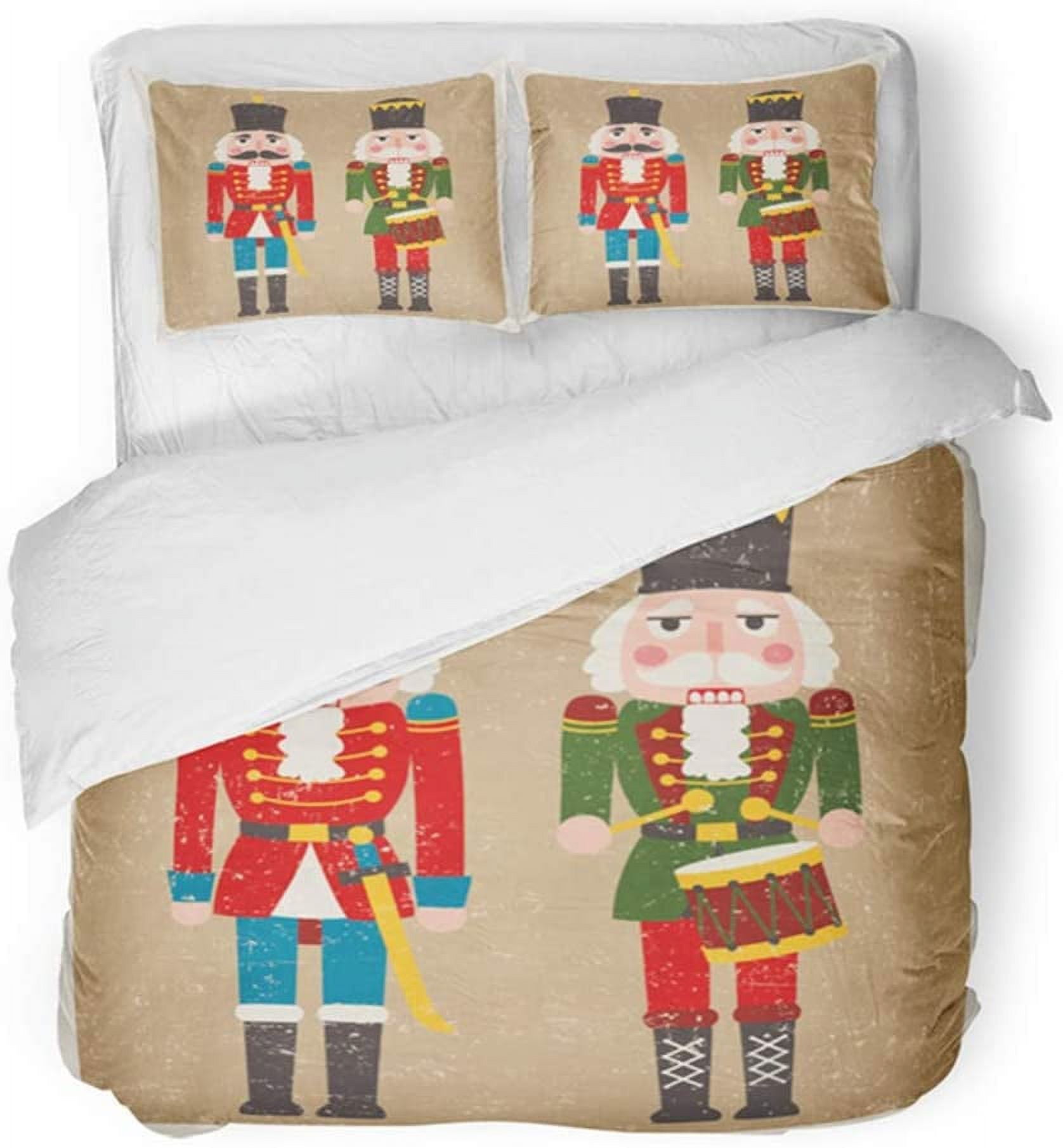 FMSHPON 3 Piece Bedding Set Retro Two Grunge Colored Nutcrackers ...