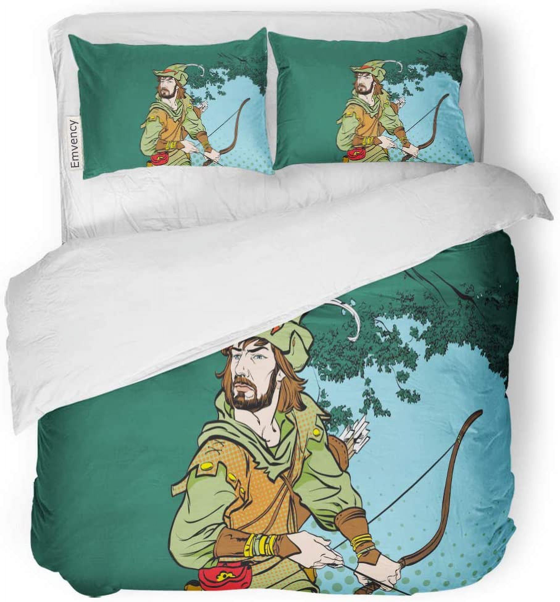 FMSHPON 3 Piece Bedding Set Robin Hood Standing Bow and Arrows in ...