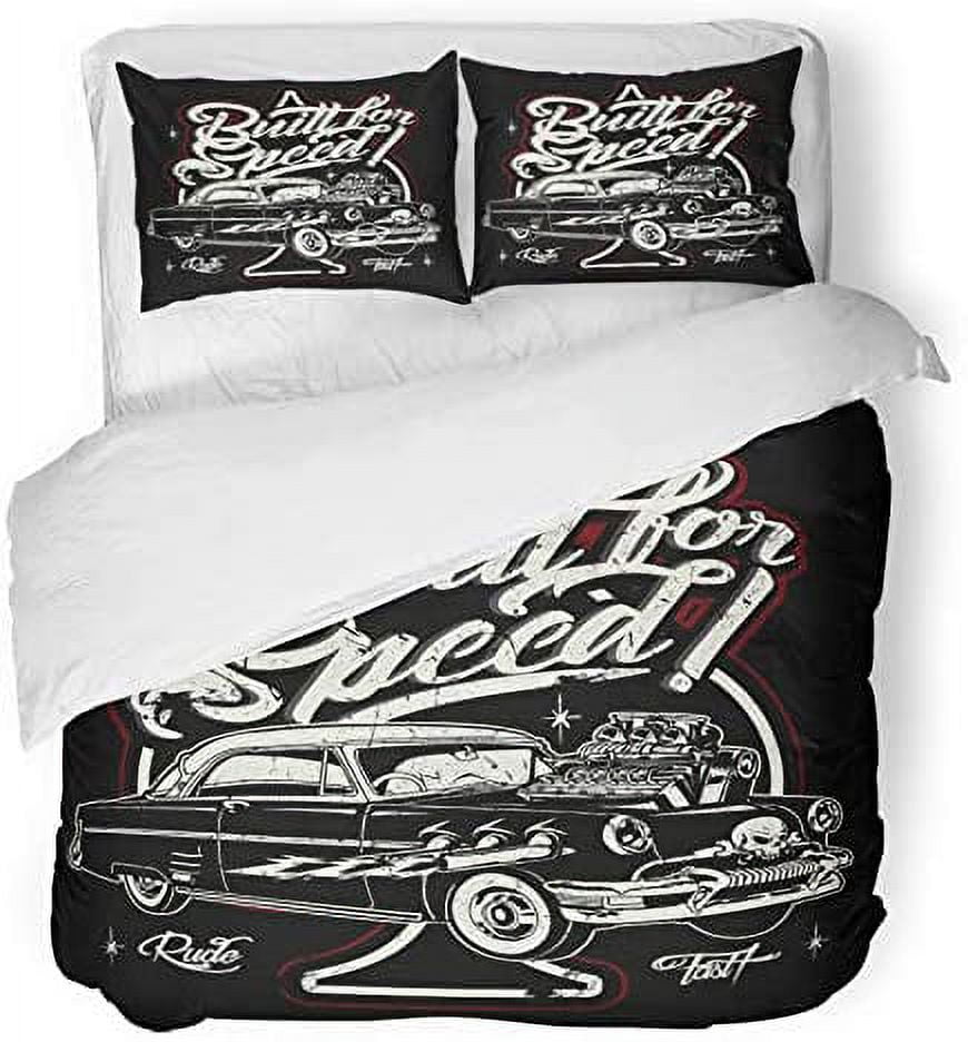 FMSHPON 3 Piece Bedding Set Rockabilly Cartoon Retro Hot Rod American ...