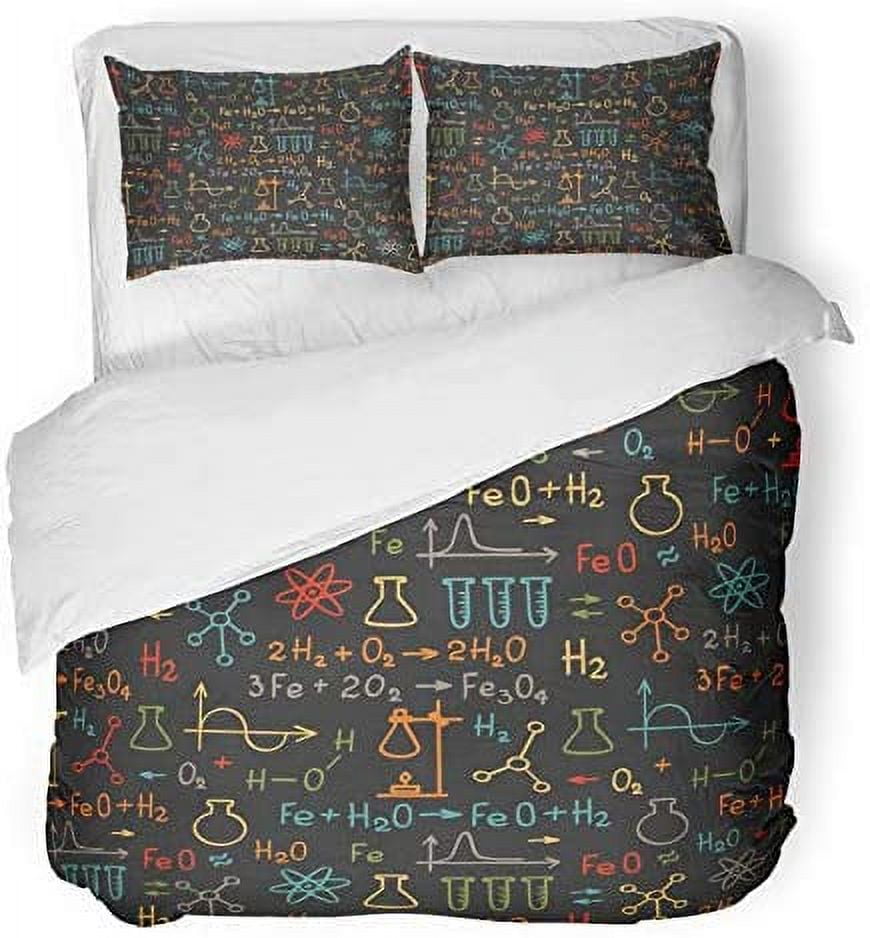 FMSHPON 3 Piece Bedding Set School Hand Draw Chemistry on Black ...