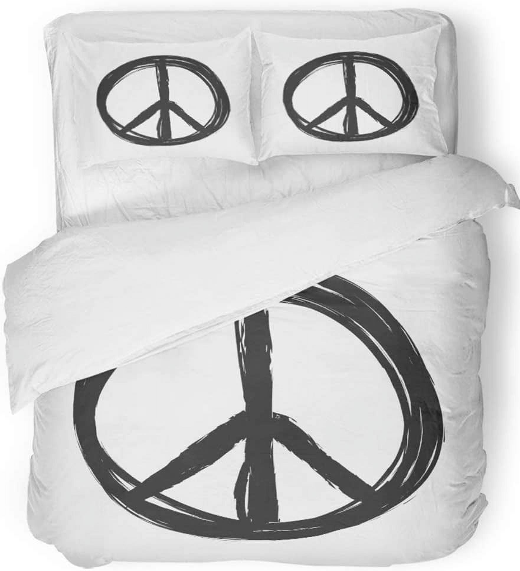 FMSHPON 3 Piece Bedding Set Sign Grunge Peace Symbol Hand Doodle Love ...
