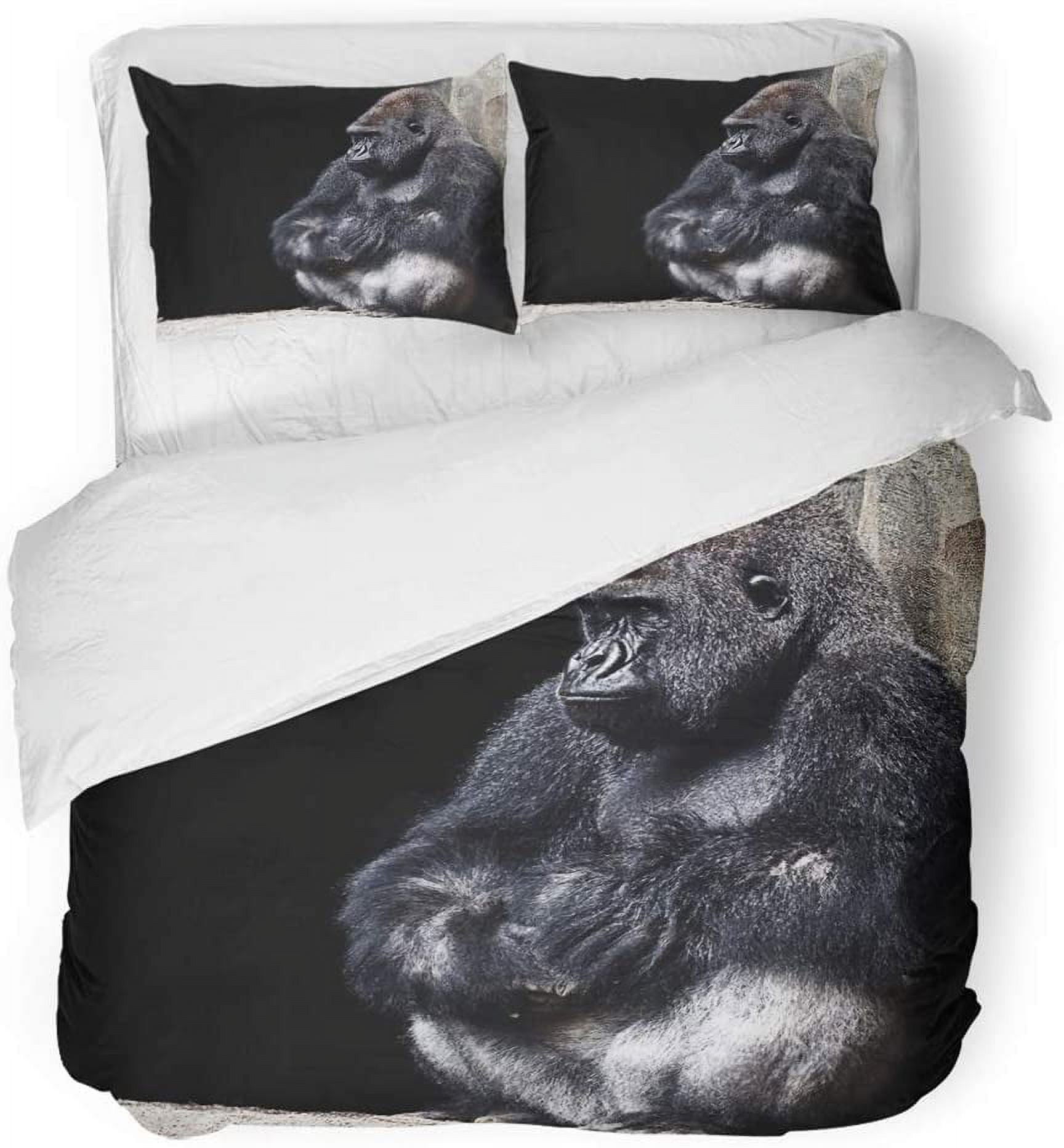 FMSHPON 3 Piece Bedding Set Silver Gorilla Gray Endangered Sad Baby ...