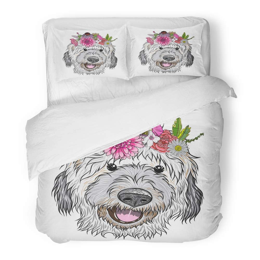 FMSHPON 3 Piece Bedding Set Small Cute Labradoodle Puppy Girl Wearing ...