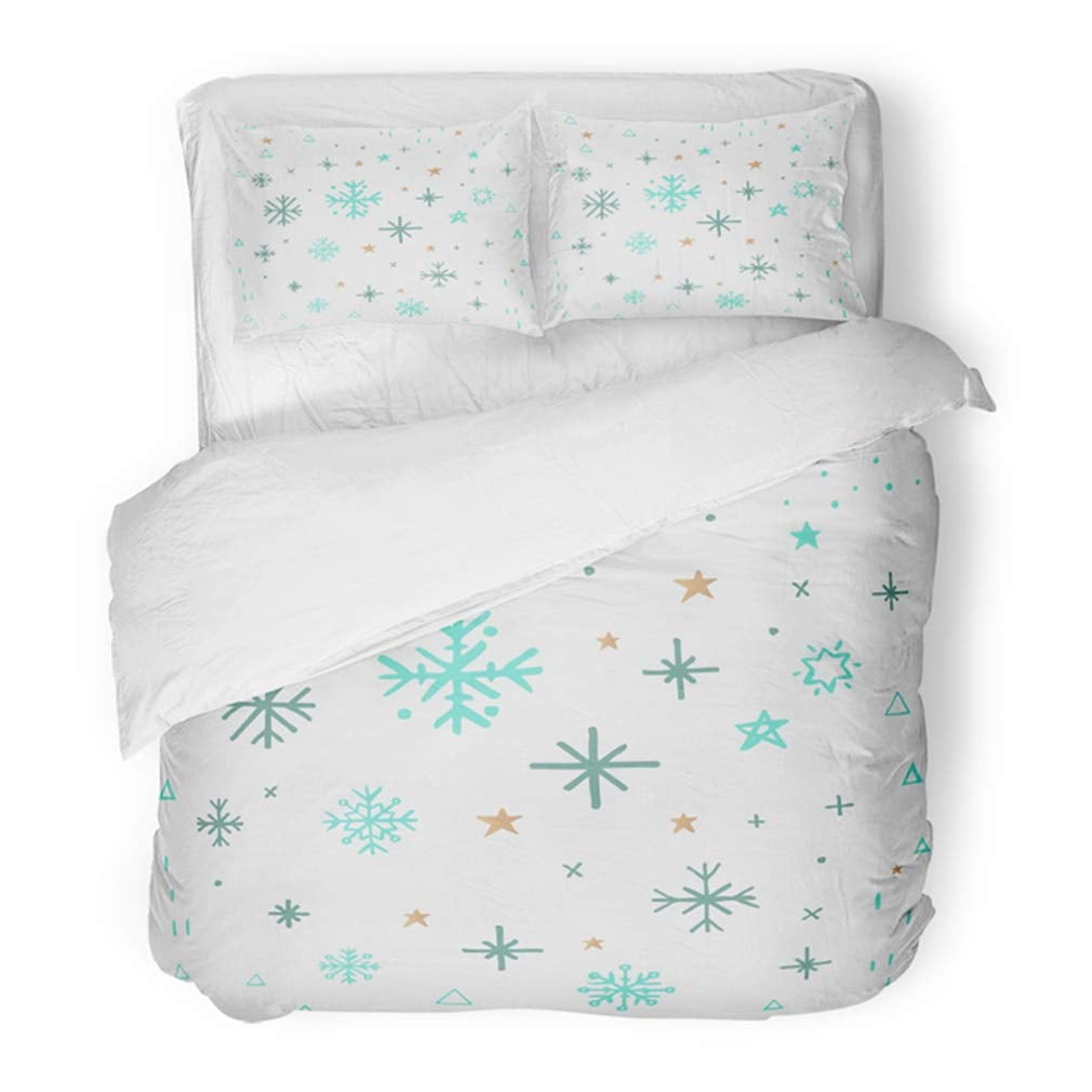 FMSHPON 3 Piece Bedding Set Snow Snowflake and Stars Winter of ...