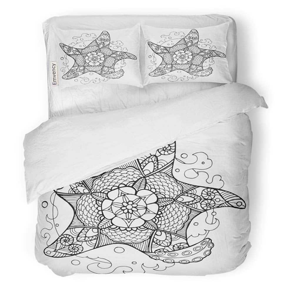 FMSHPON 3 Piece Bedding Set Starfish Coloring Book for Adults Anti ...