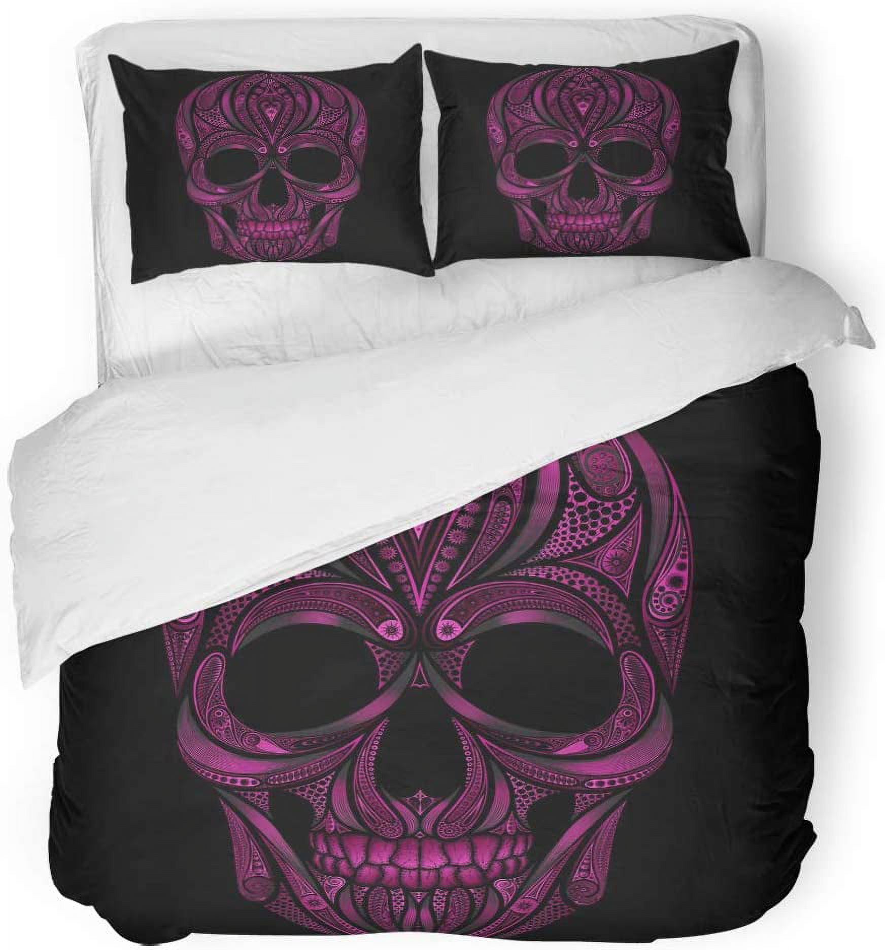 FMSHPON 3 Piece Bedding Set Sugar Stylish Glamorous Pink Skull Patterns ...
