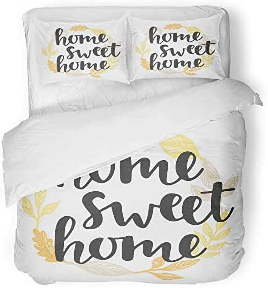 FMSHPON 3 Piece Bedding Set Sweet Saying in Vintage Golden Wreath ...