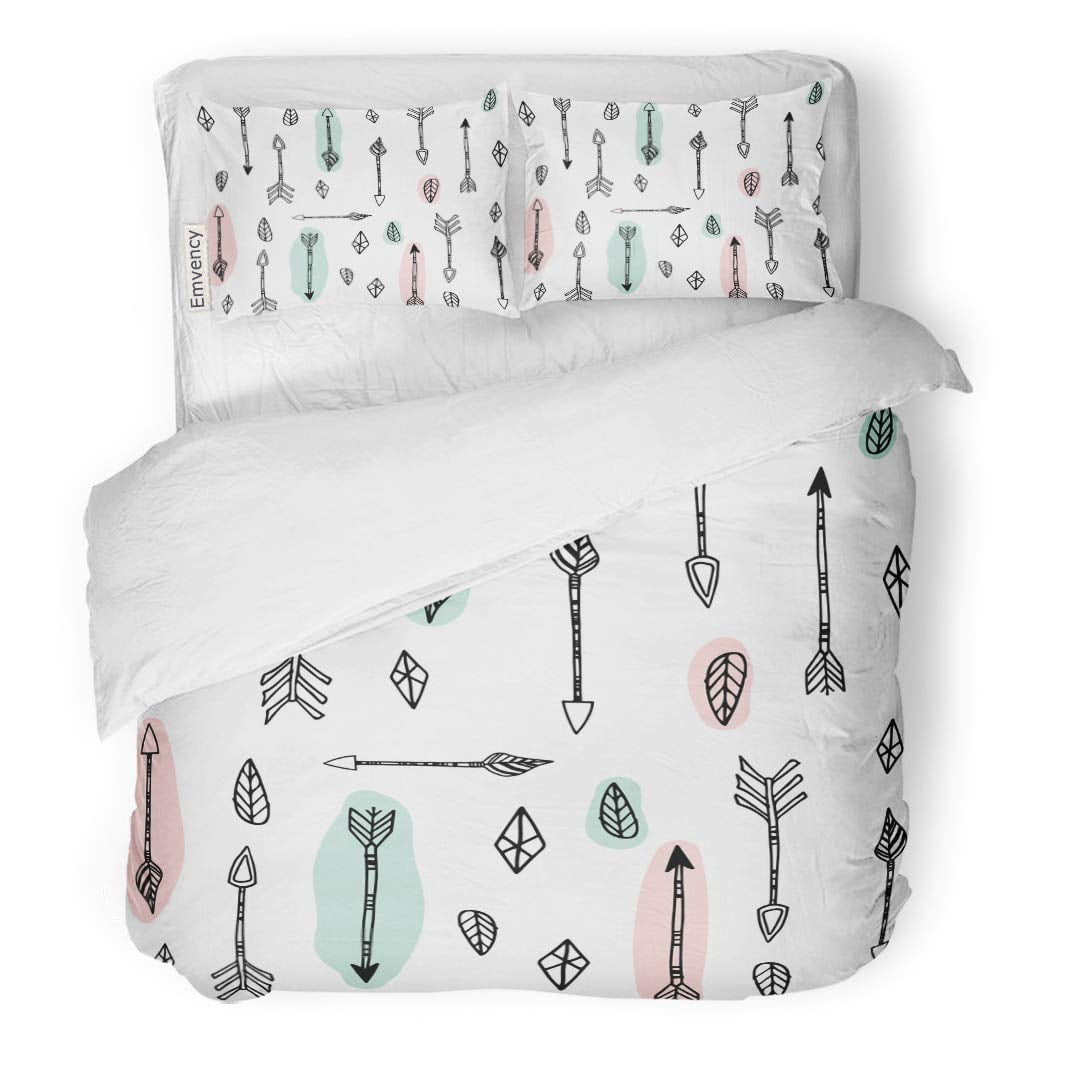 FMSHPON 3 Piece Bedding Set Tribal Doodle Arrows Pattern Black Mint and ...