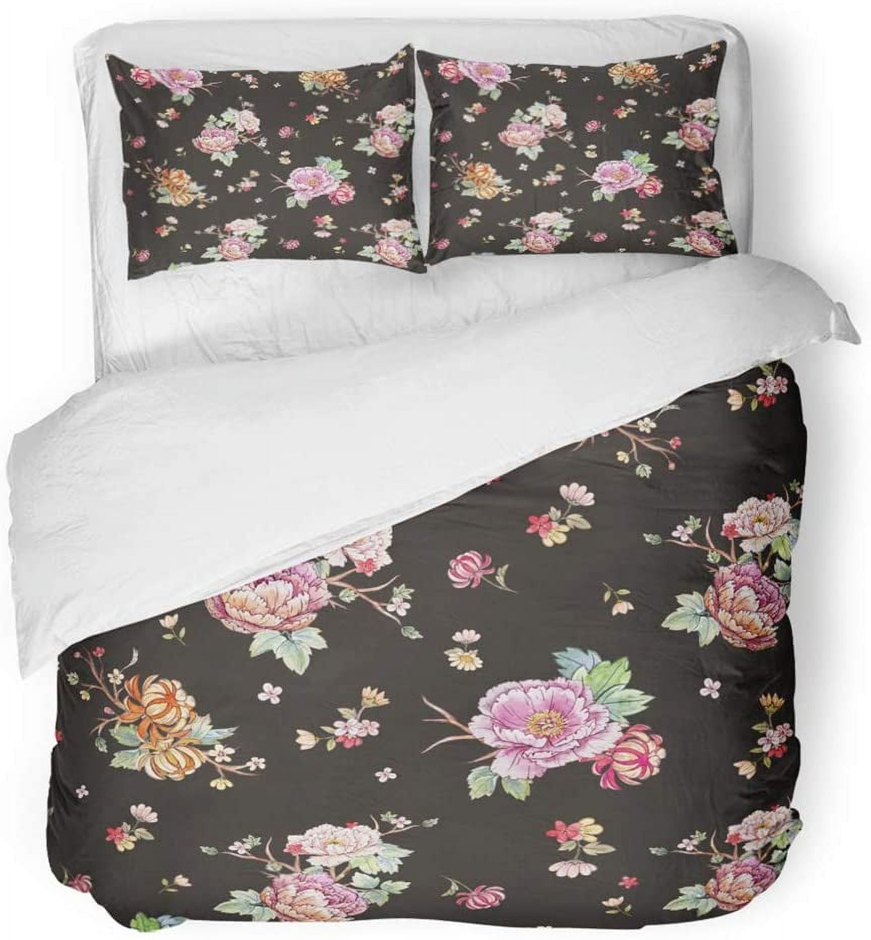FMSHPON 3 Piece Bedding Set Watercolor Floral Peony Flowers Orange ...