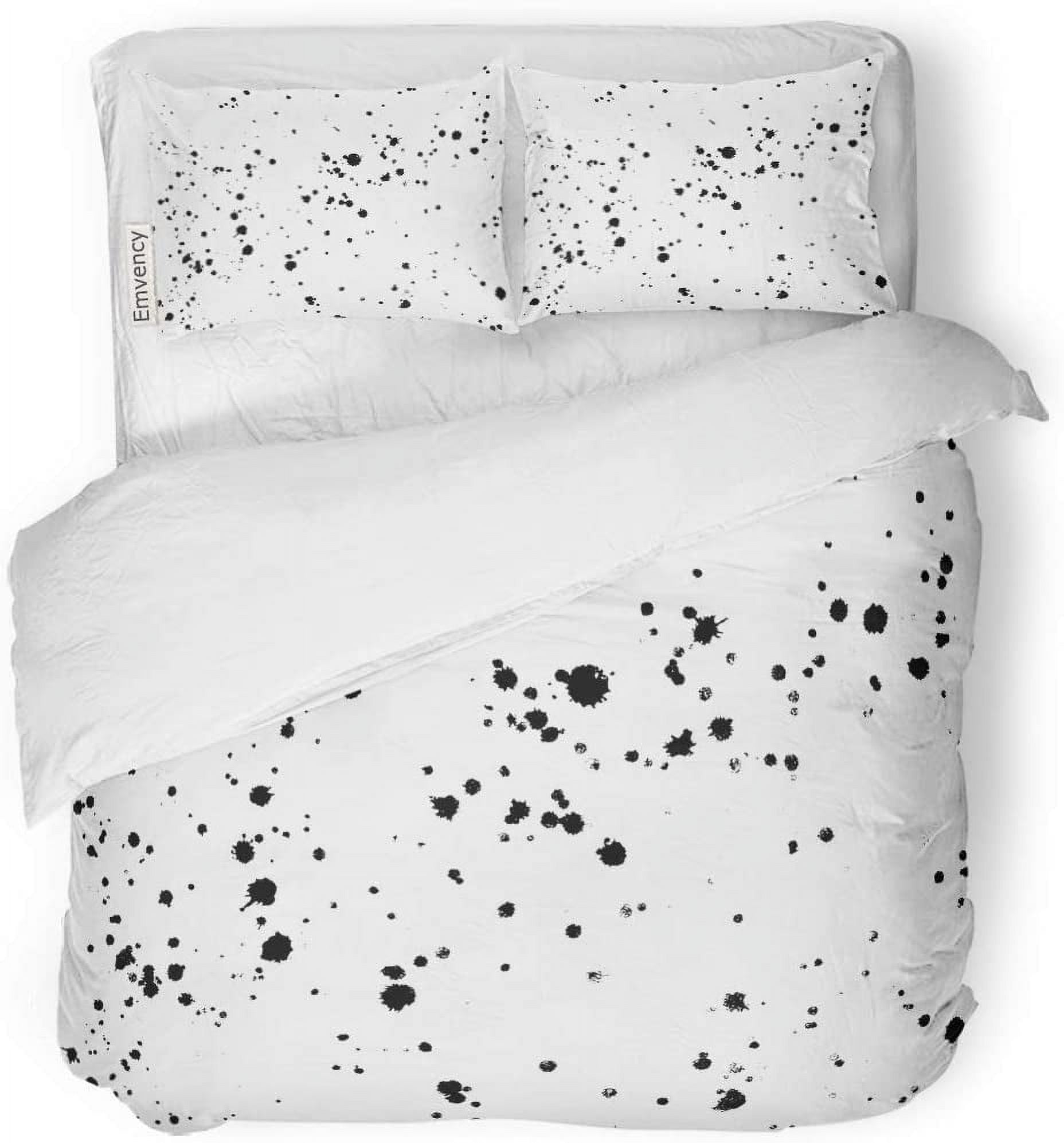 FMSHPON 3 Piece Bedding Set Watercolor Ink Splatter Black Color White ...