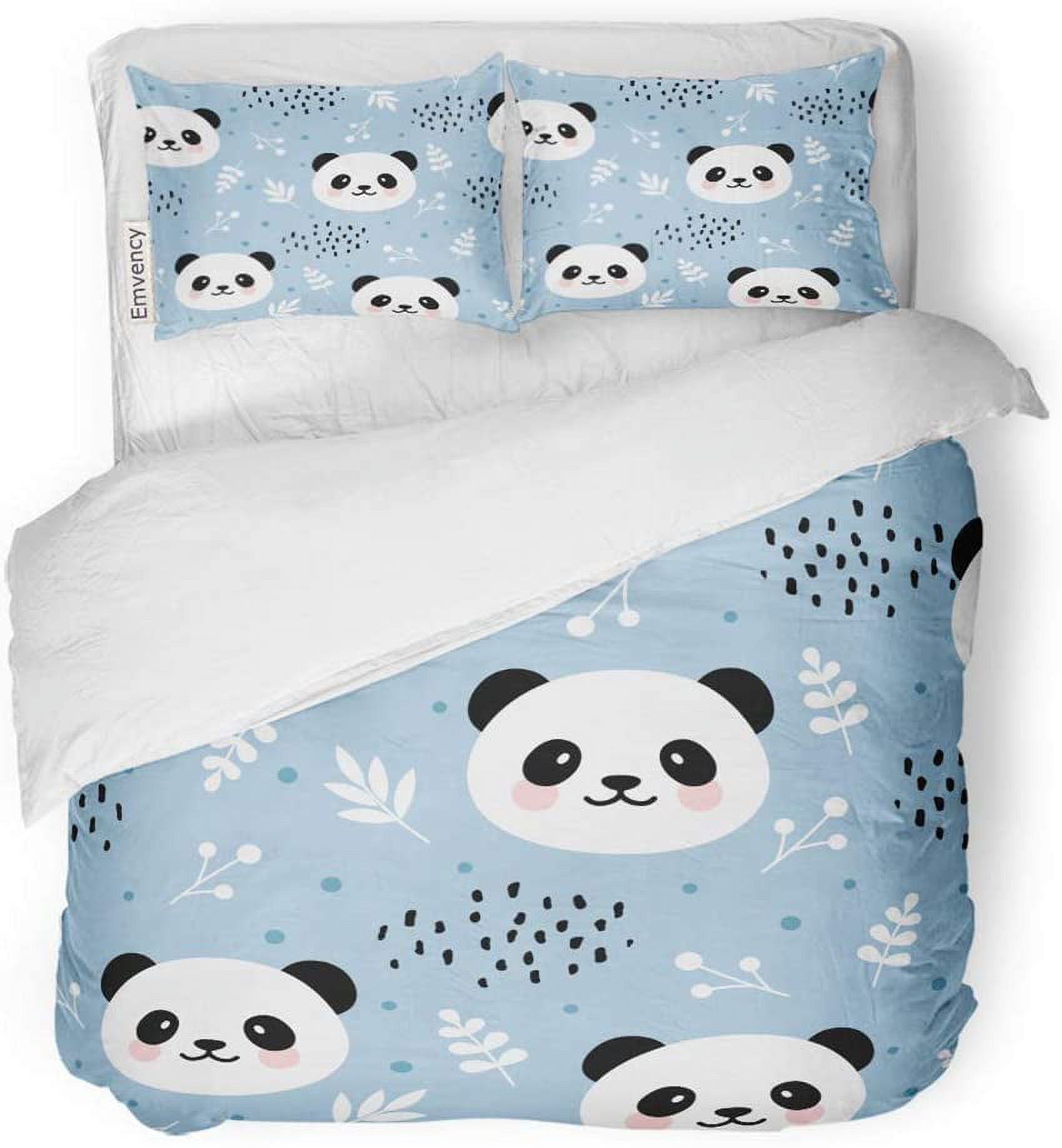 FMSHPON 3 Piece Bedding Set Watercolor Pattern Cute Panda Forest ...