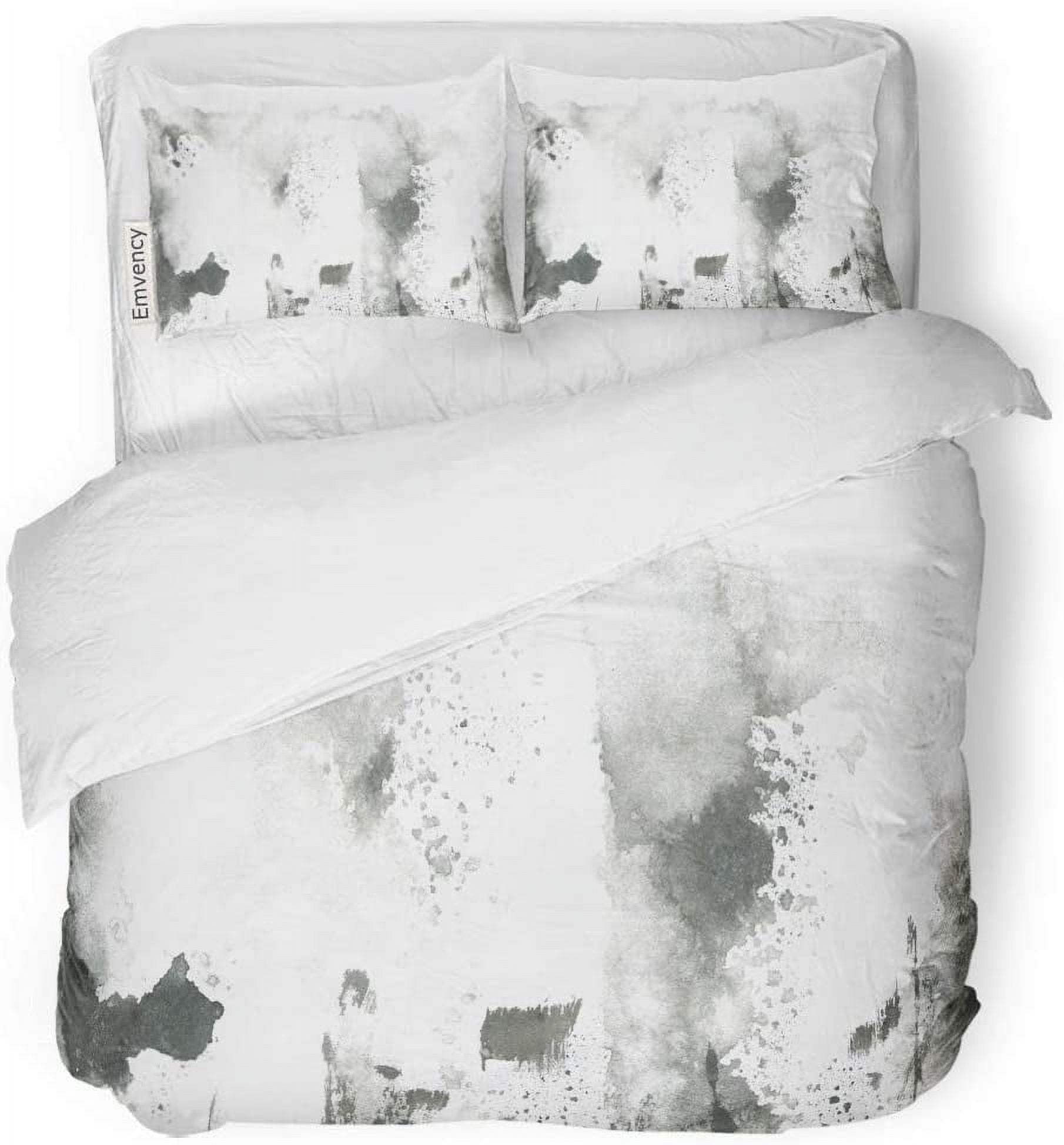 FMSHPON 3 Piece Bedding Set Watercolor Wash Abstract Ink Marble Black ...