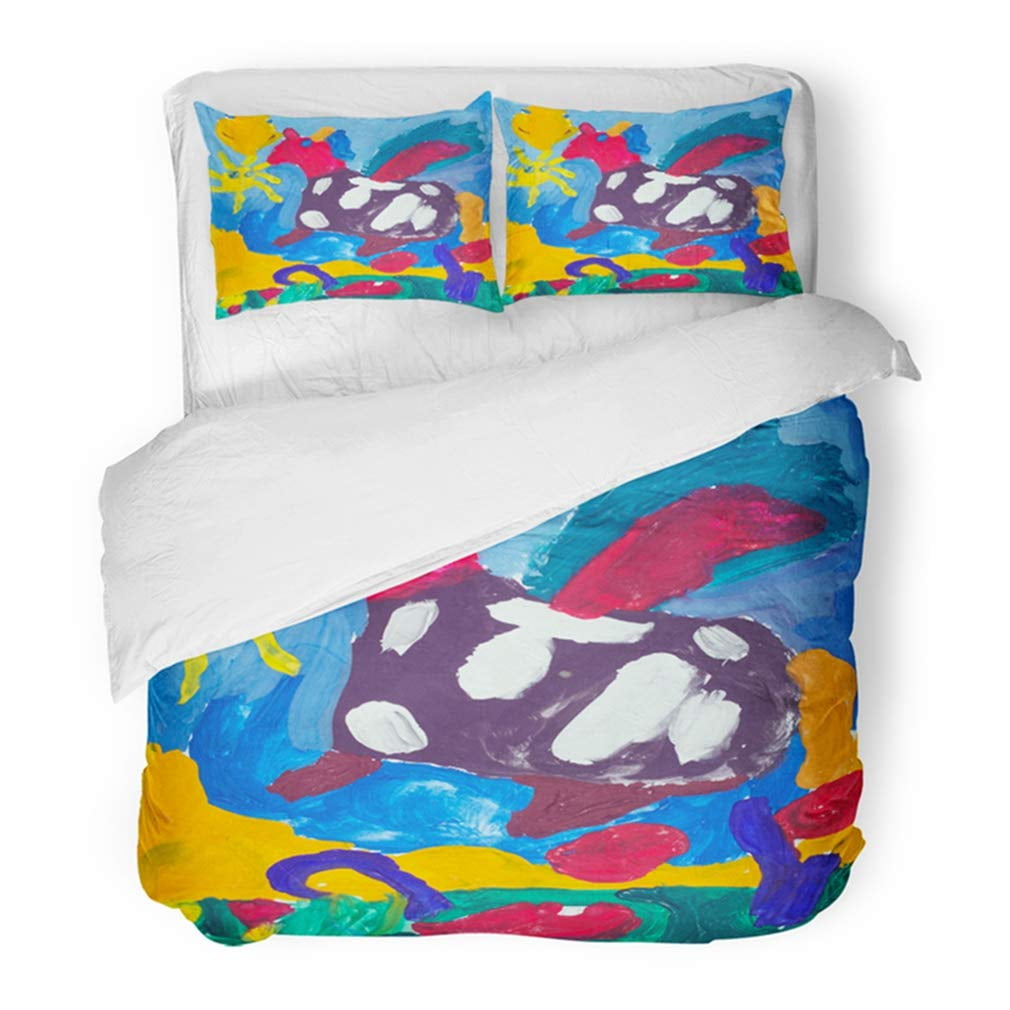 FMSHPON 3 Piece Bedding Set Yellow Child Child's Painting Colorful ...