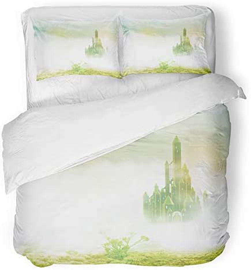 FMSHPON 3 Piece Bedding Set Yellow Wizard Emerald City in Mist Green ...