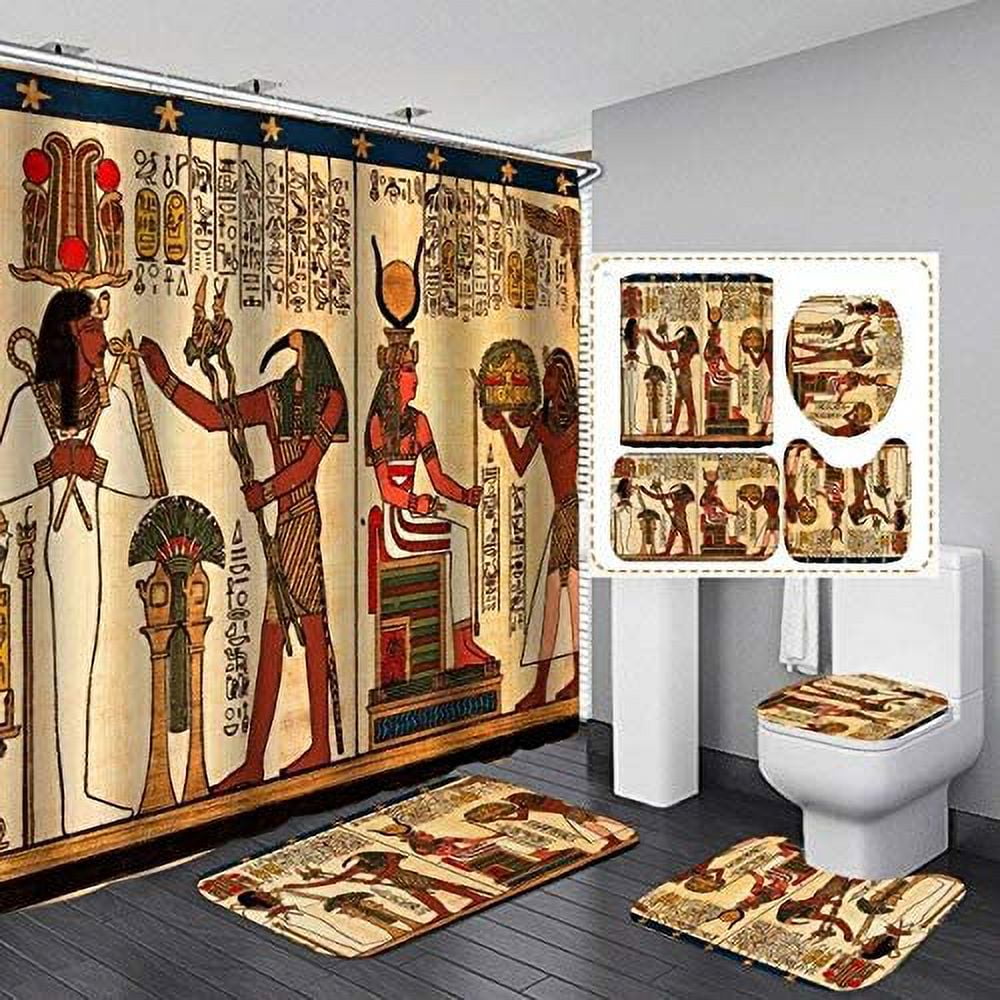 FMSHPON Ancient Egyptian Pharaoh 4 Piece Bathroom Set Shower Curtain ...