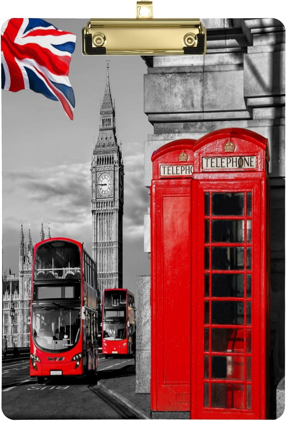 FMSHPON Big Ben London European Phone Booth Clipboard Hardboard Wood ...