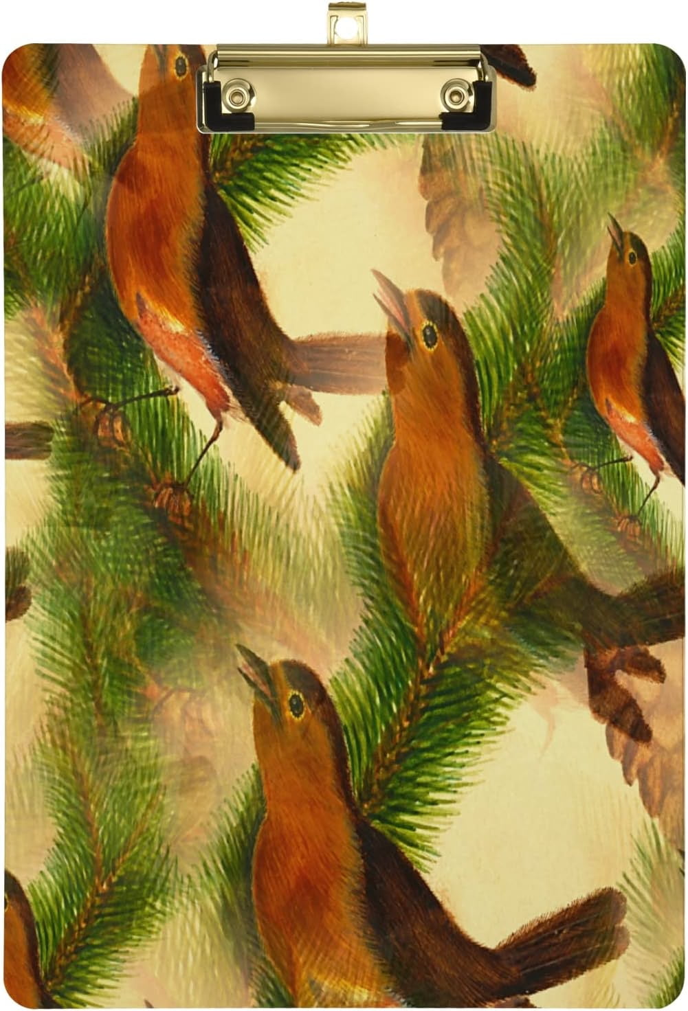 FMSHPON Birds on The Pine Tree Clipboard Hardboard Wood Nursing Clip ...