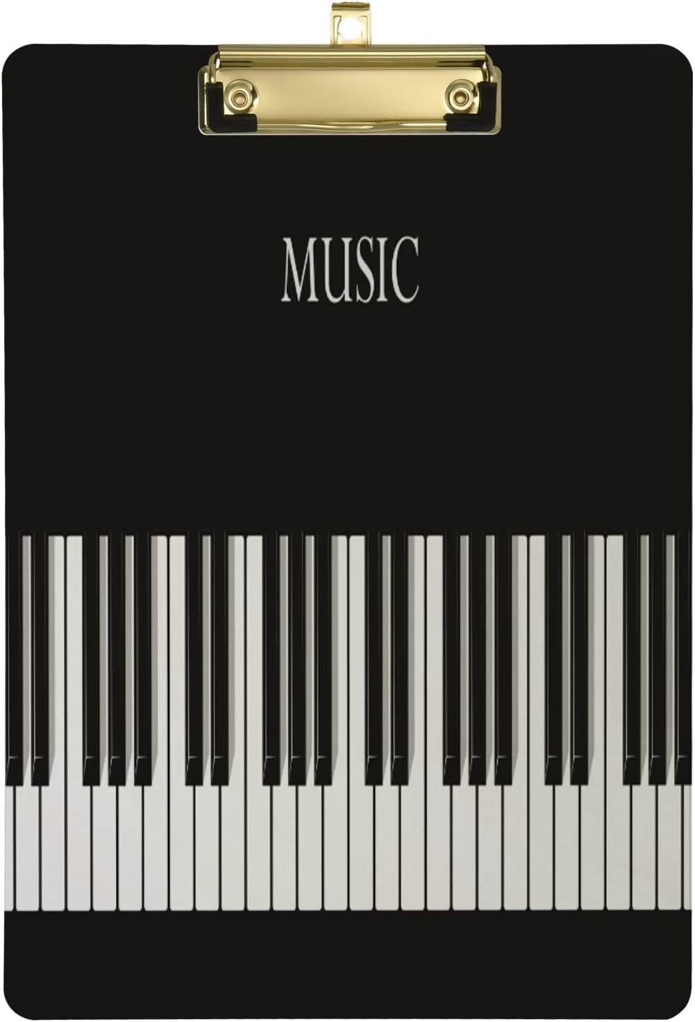 FMSHPON Black Piano Keyboard Music Keys Clipboard Hardboard Wood Nursing Clip Board and Pull for ...