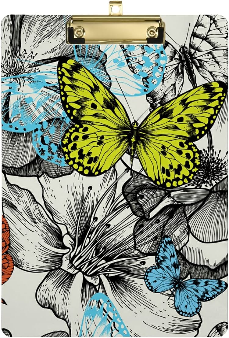 FMSHPON Blooming Roses Butterflies Clipboard Hardboard Wood Nursing ...