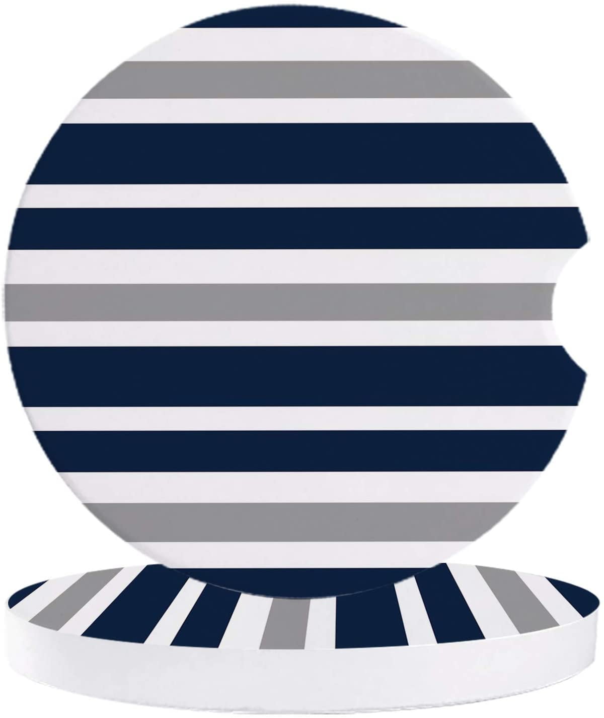 FMSHPON Blue Gray and White Stripe Set of 6 Car Coaster for Drinks ...