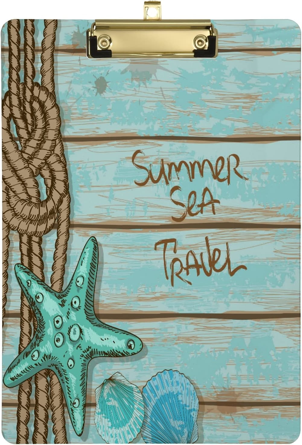 FMSHPON Blue Starfish Shells Vintage Wooden Clipboard Hardboard Wood ...