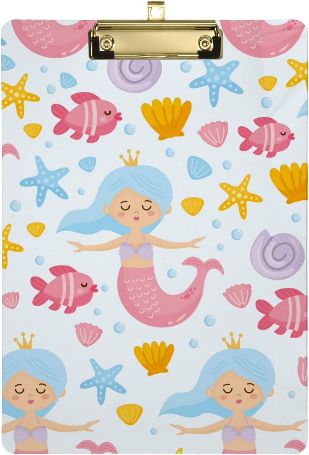 FMSHPON Childish Nautical Cute Mermaid Seashells Clipboard Hardboard ...