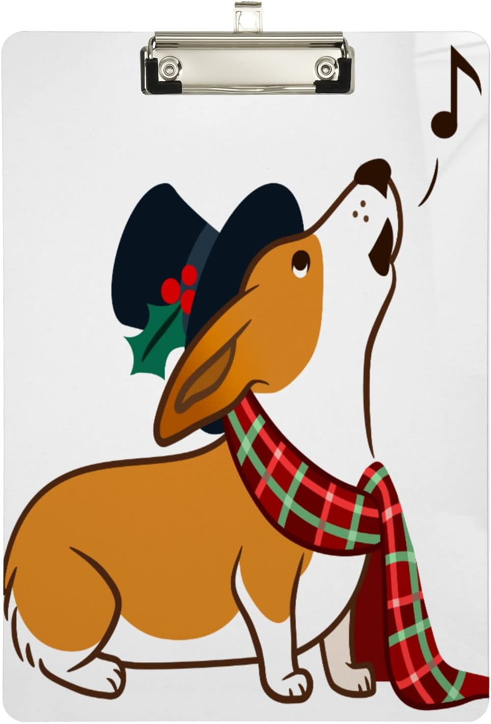 FMSHPON Christmas Corgi Xmas Music Note Clipboard Hardboard Wood Nursing Clip Board and Pull for ...