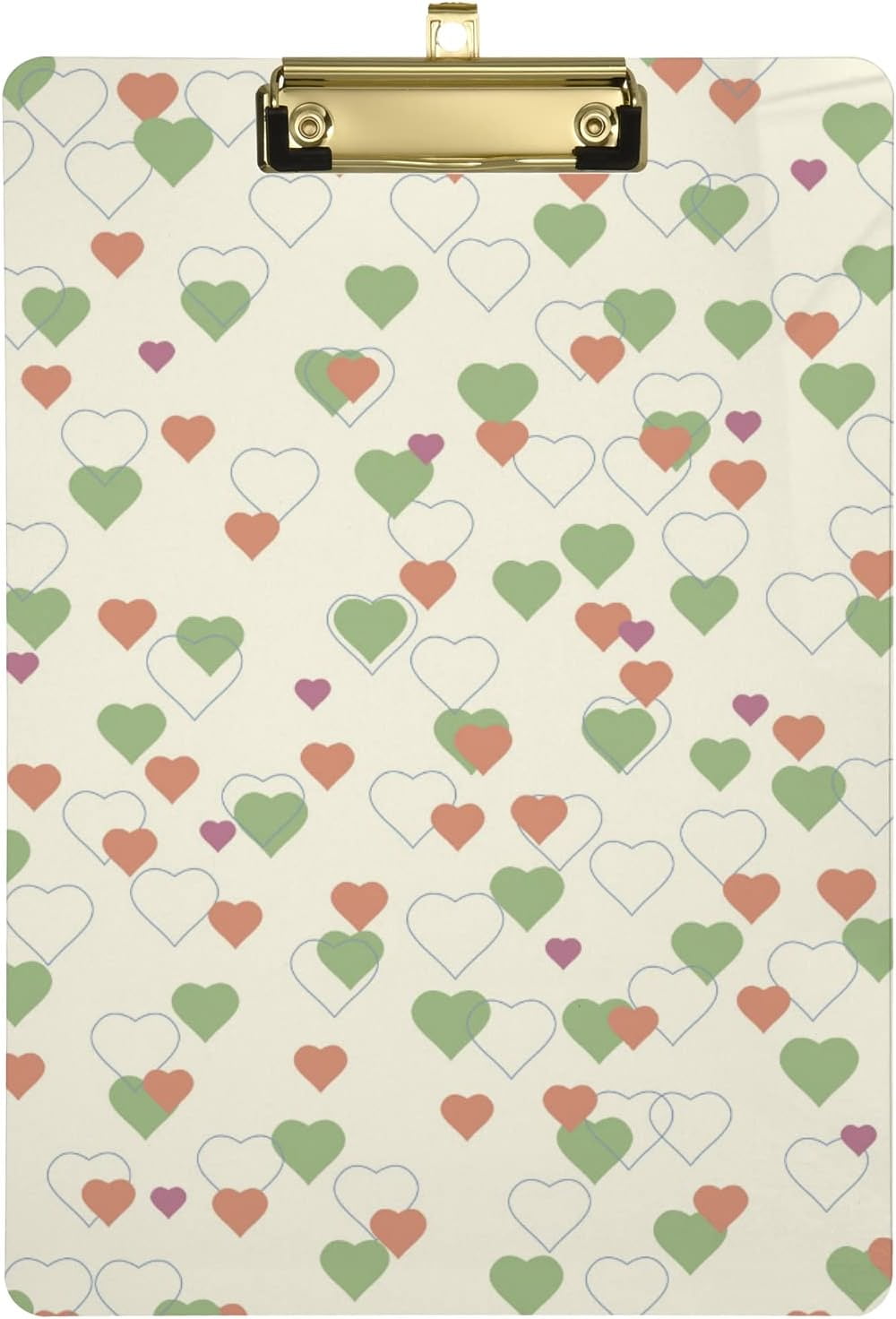 FMSHPON Colorful Overlapping Heart Shapes Clipboard Hardboard Wood ...