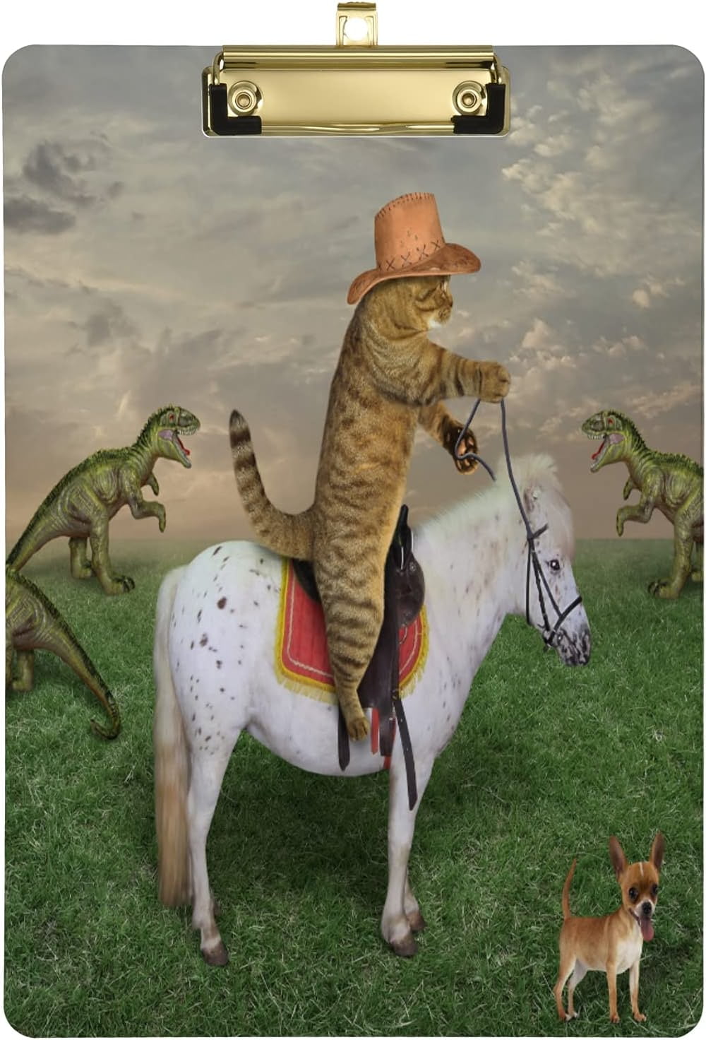 FMSHPON Cute Cowboy Cat Horse Riding Ranch Dog Dinosaur Clipboard ...