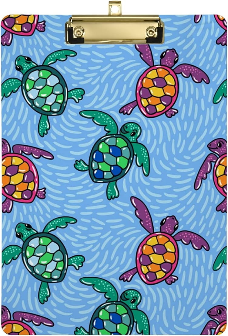 FMSHPON Cute Ocean Turtles Clipboard Hardboard Wood Nursing Clip Board ...