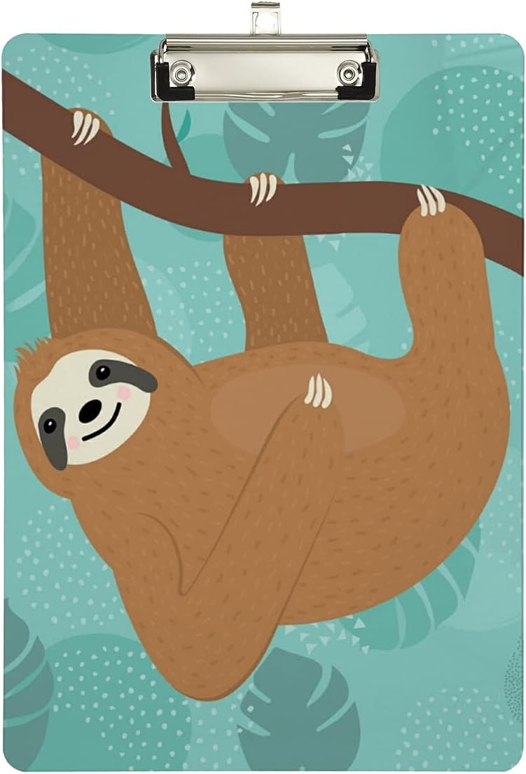 FMSHPON Cute Sloth Clipboard Hardboard Wood Nursing Clip Board and Pull ...