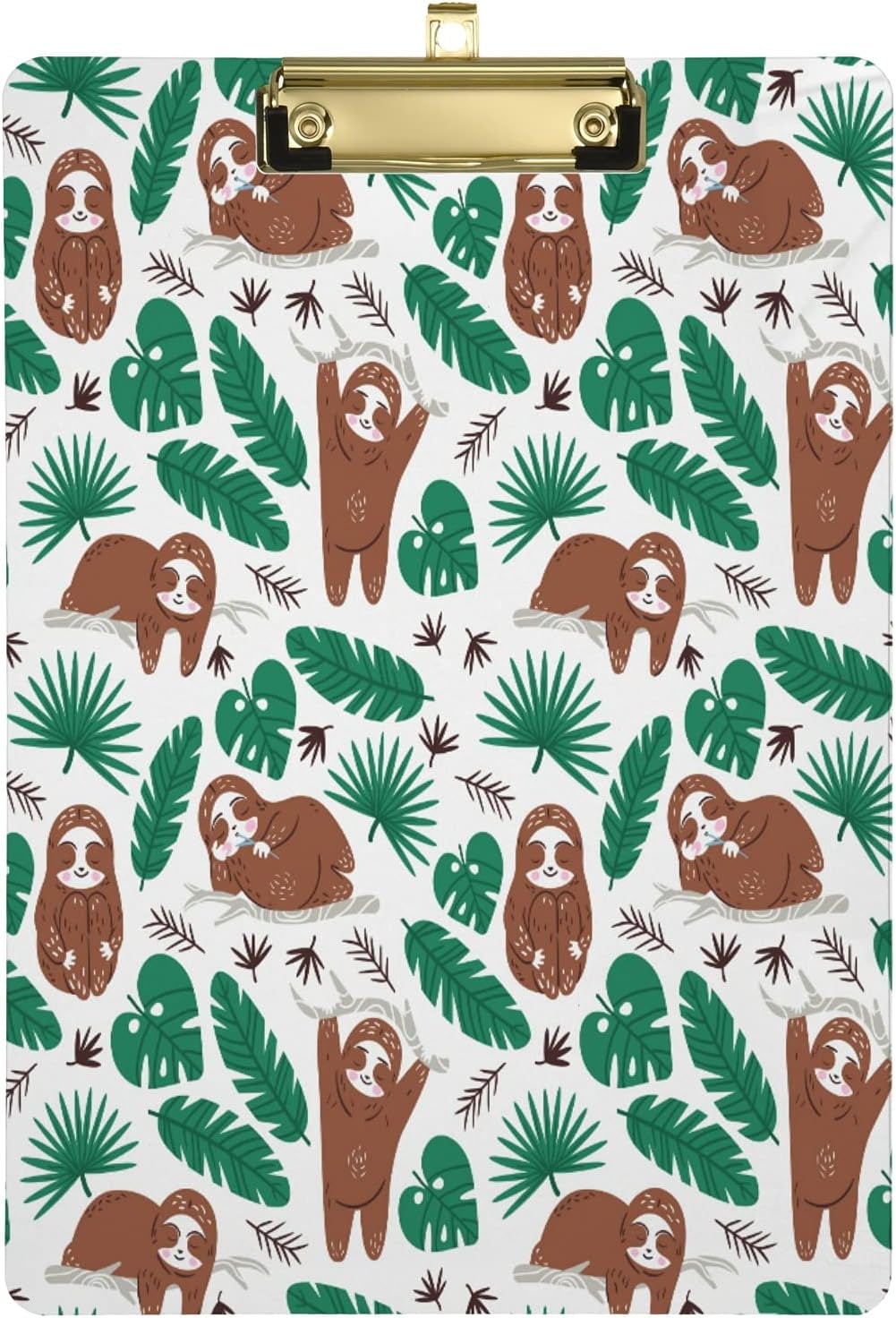 FMSHPON Cute Sloth Tropical Palm Leaves Clipboard Hardboard Wood ...